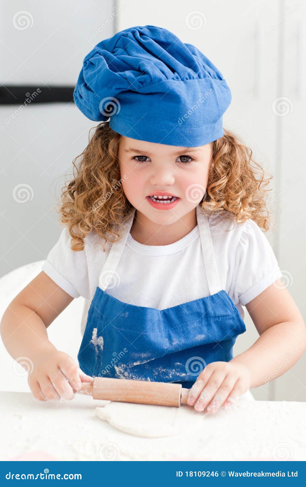 Little Girl Baking in the Kitchen Stock Photo - Image of finished ...