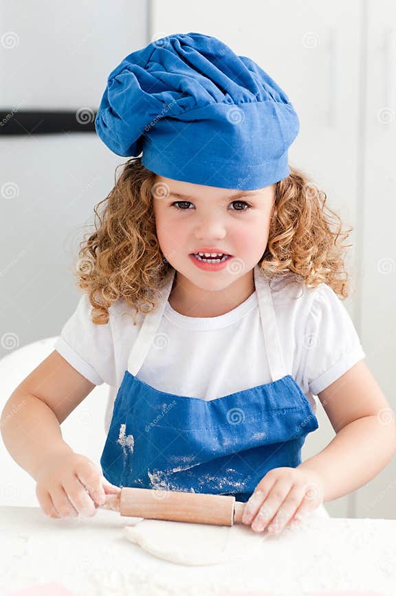 Little Girl Baking in the Kitchen Stock Photo - Image of finished ...