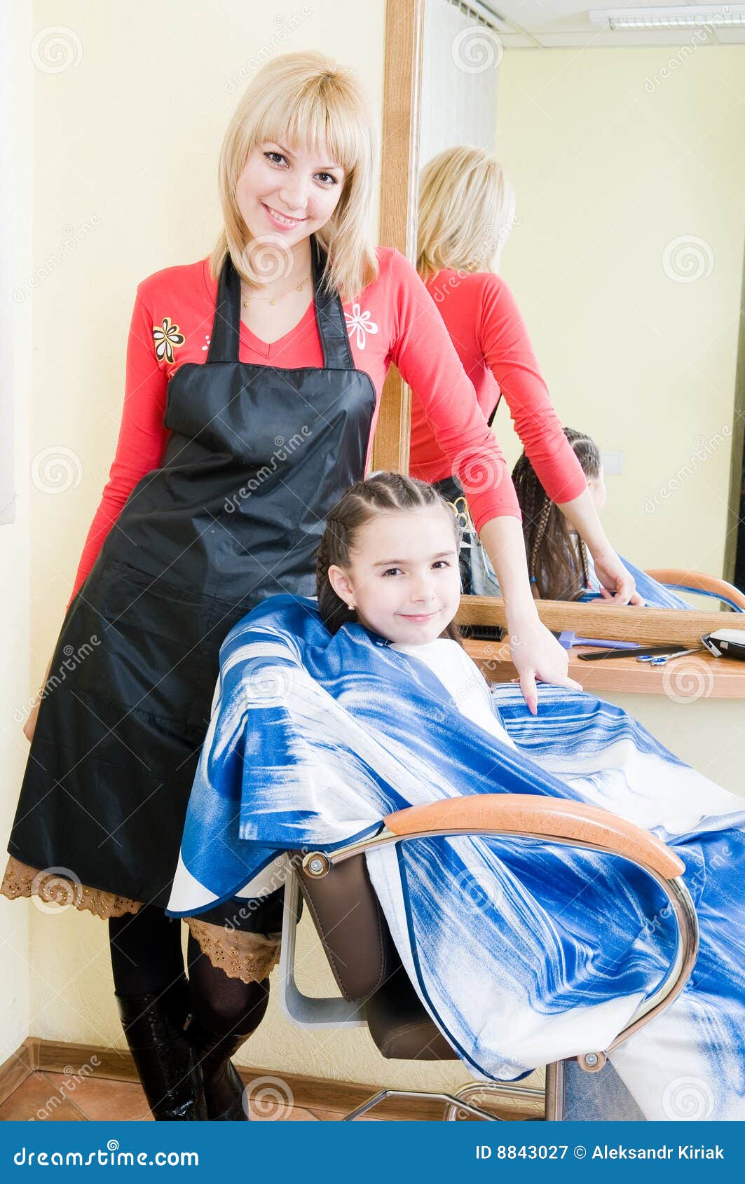 Little Girl in a Barbershop Stock Image - Image of blond, cheerful: 8843027