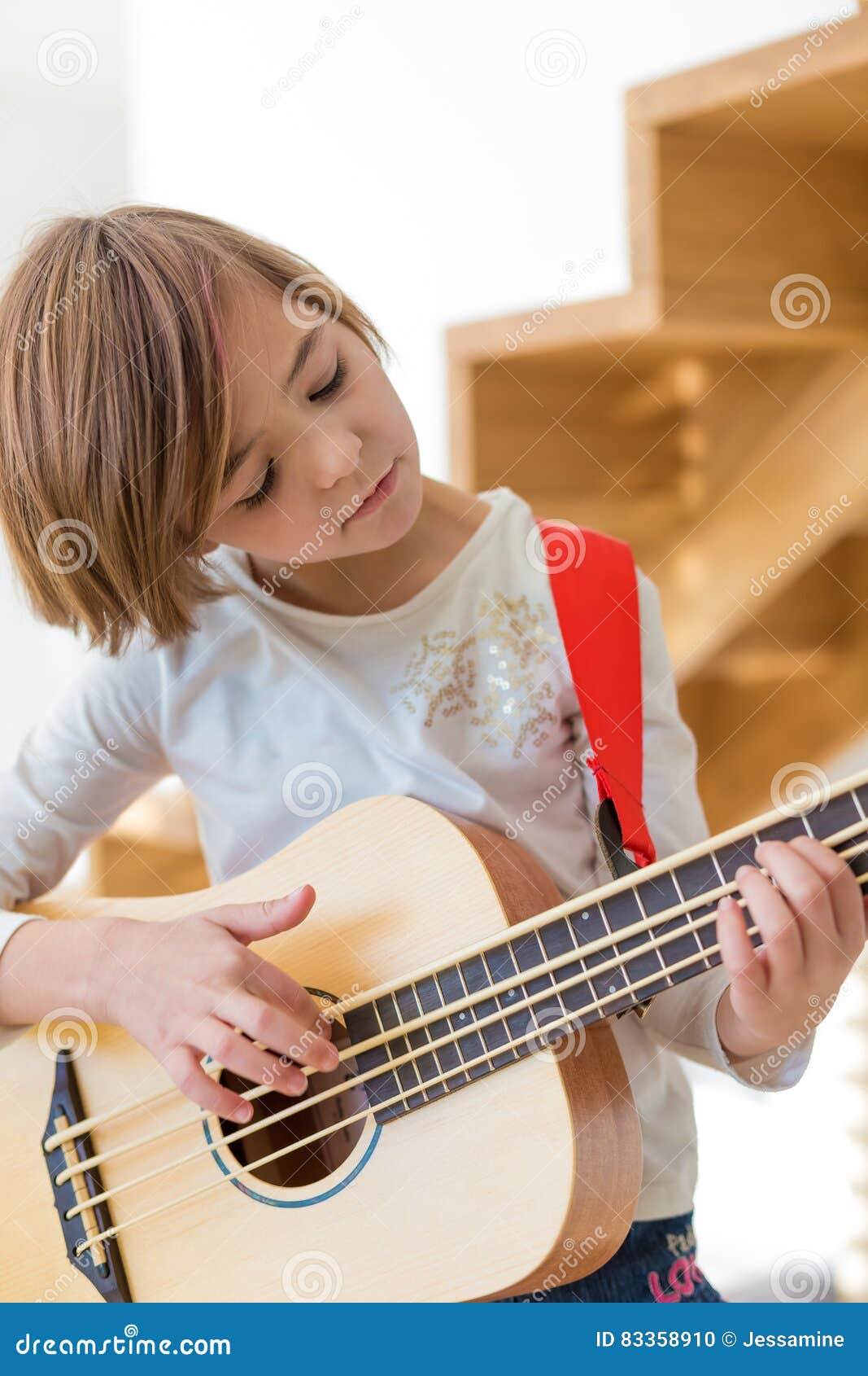 Little girl with bass stock photo. Image of bass, talented - 83358910