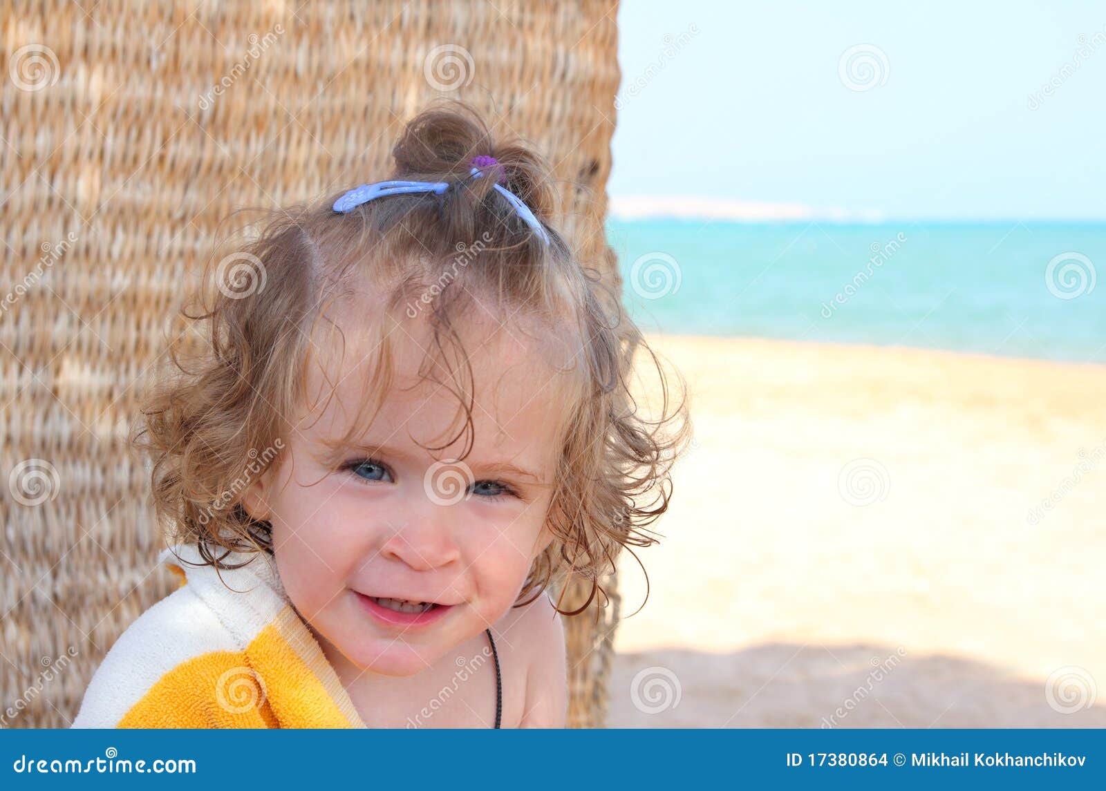Little girl on beach stock photo. Image of blond, love - 17380864