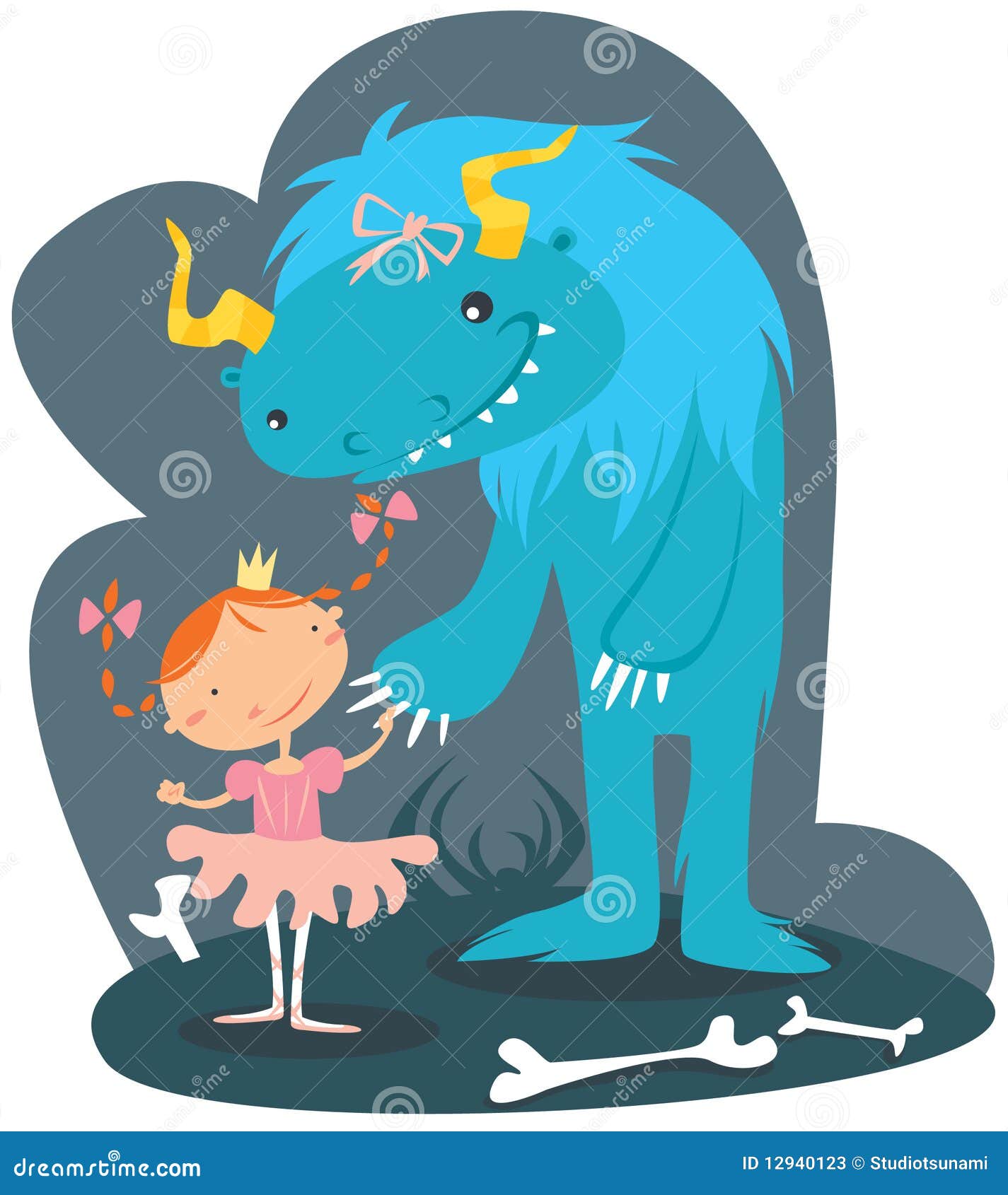 Little girl and beast stock vector. Illustration of fairy - 12940123