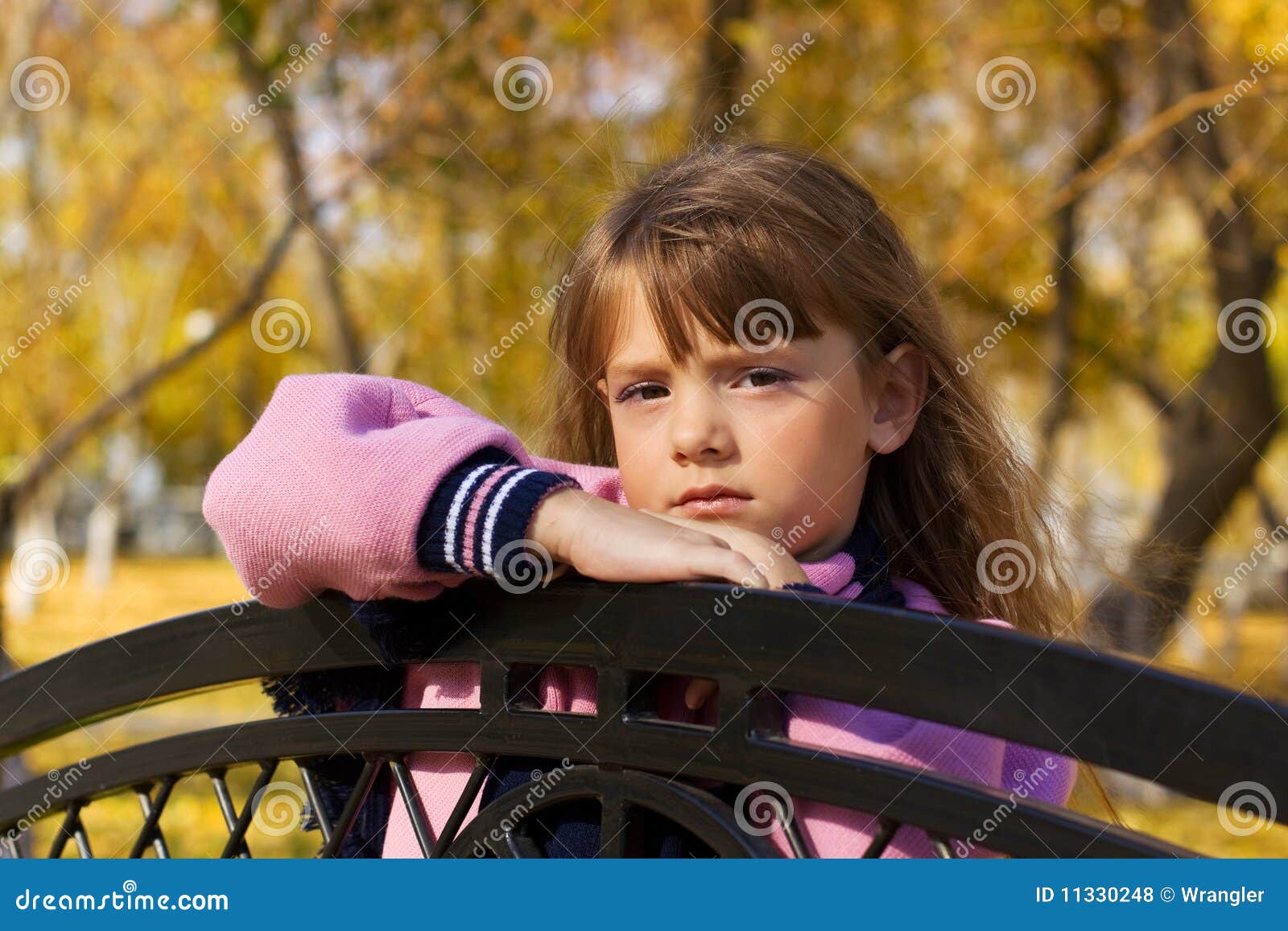 Little girl on the bench. stock photo. Image of bench - 11330248