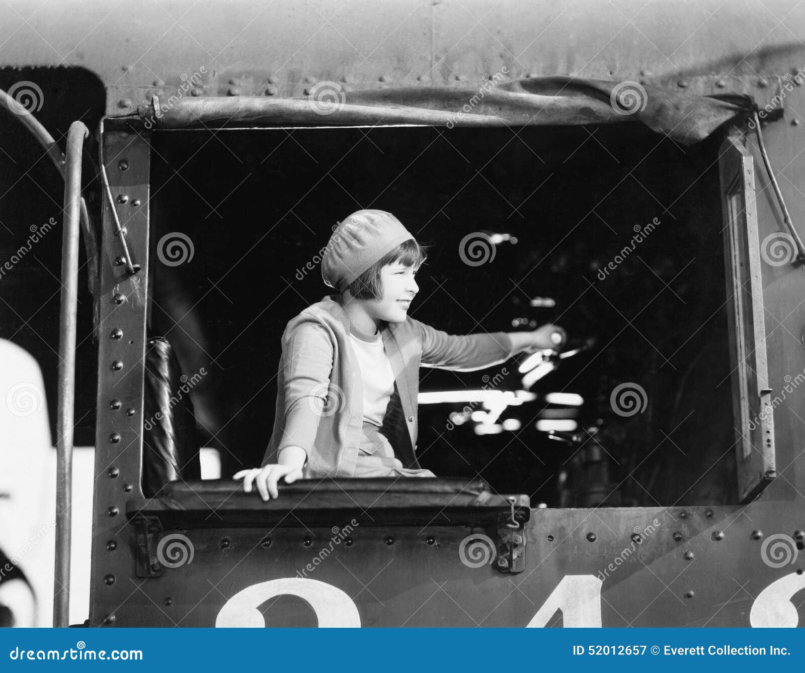 Little Girl in a Beret Driving a Train Stock Image - Image of 1011 ...
