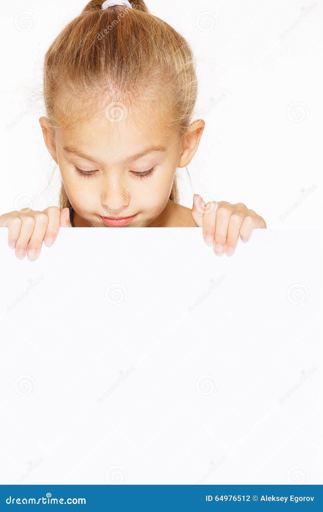 Little Girl with Blank Sign Stock Photo - Image of happiness, beauty ...