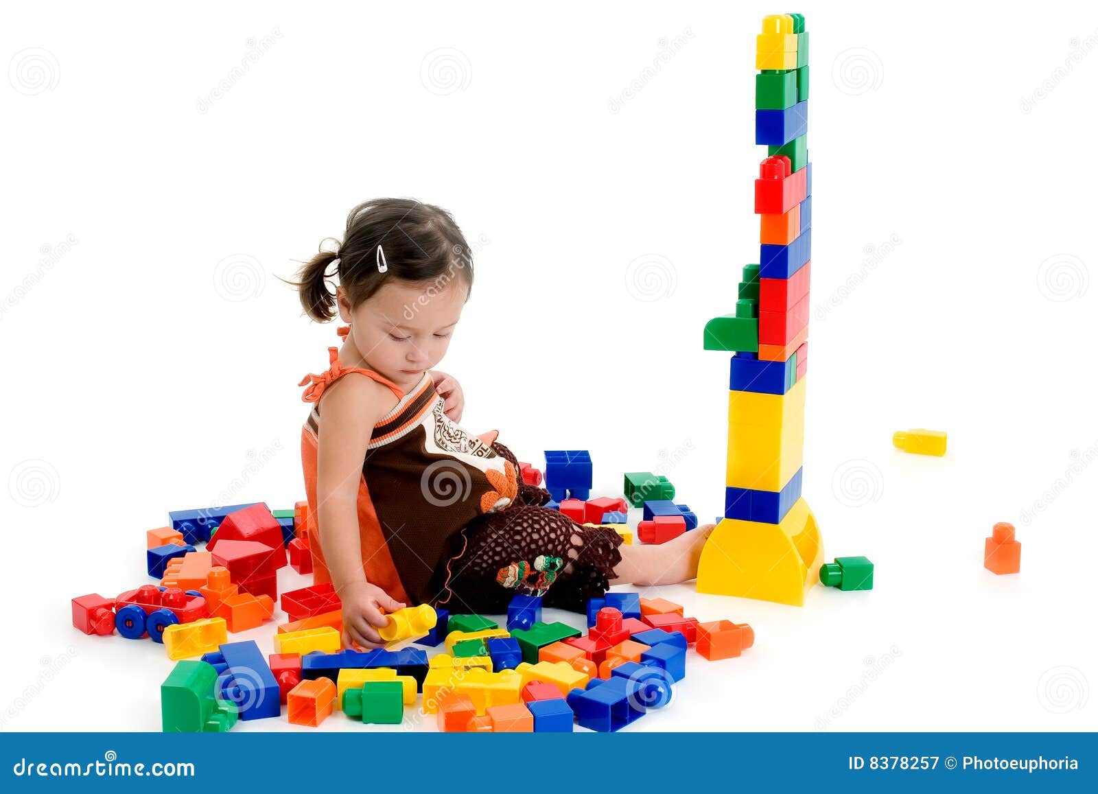 Little Girl with blocks stock image. Image of colourful - 8378257