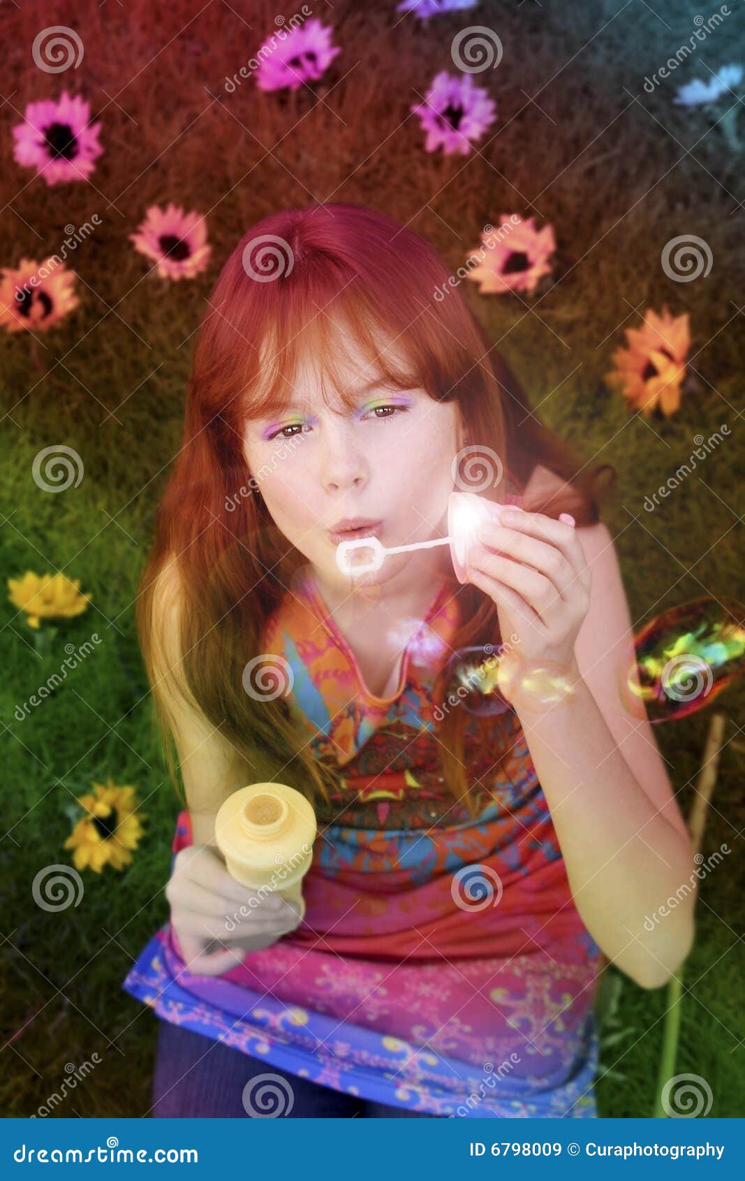 Little Girl Blowing Bubbles Stock Image - Image of green, alone: 6798009
