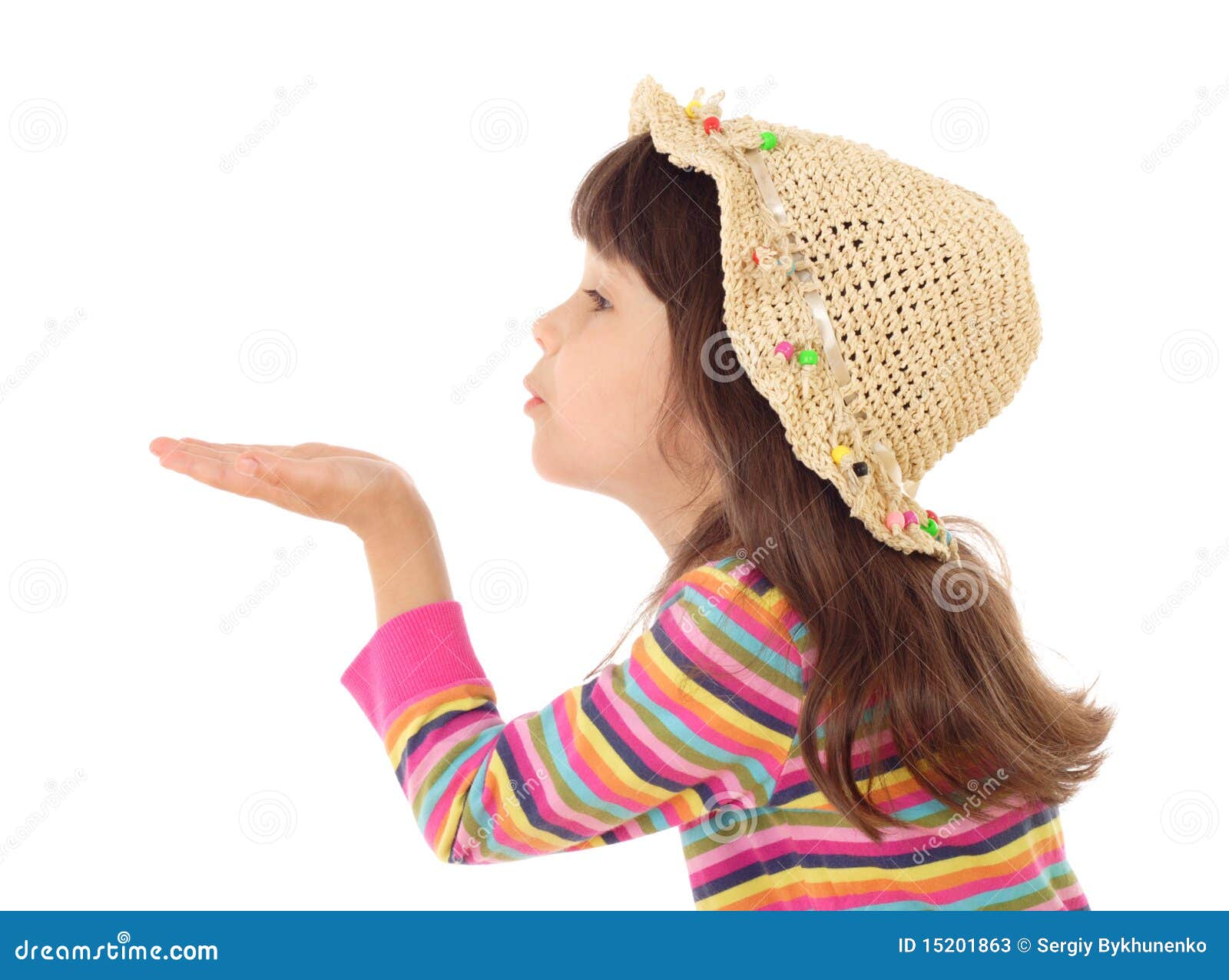 Little Girl Blows with an Empty Hand Stock Image - Image of profile ...