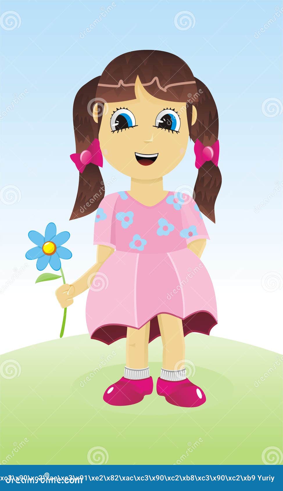Little girl blue flower stock vector. Illustration of girl - 24042469