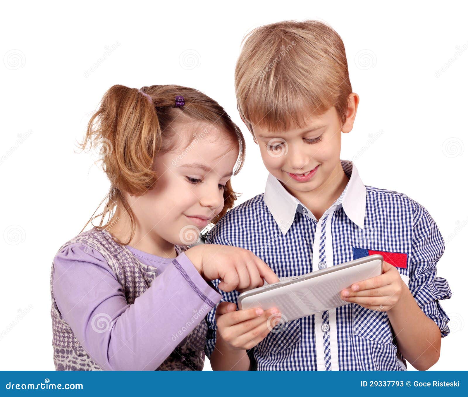 Little Girl and Boy Fun with Tablet Pc Stock Image - Image of internet ...