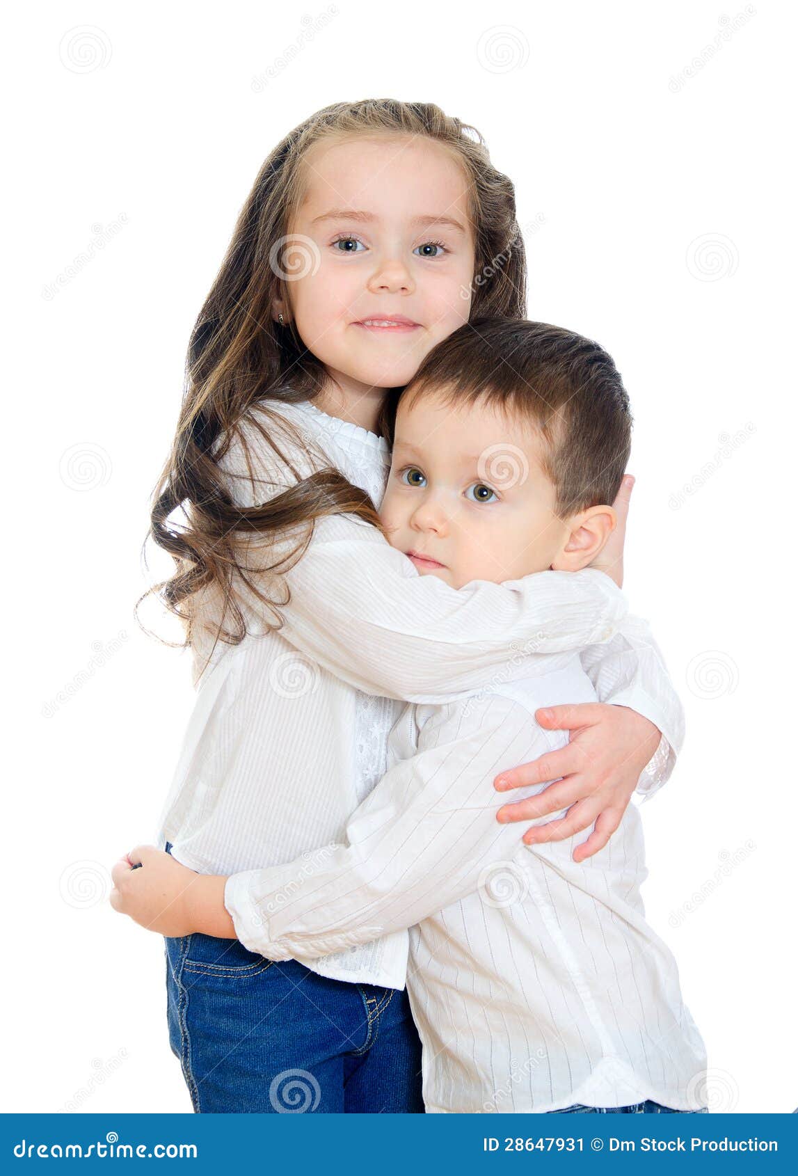 Little Girl and Boy Hugging. Stock Image - Image of female ...