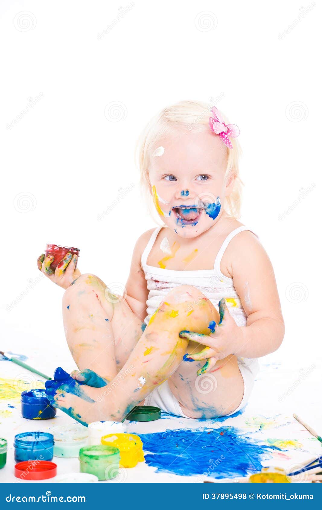 Little Girl with Bright Colors Stock Photo - Image of expressing ...