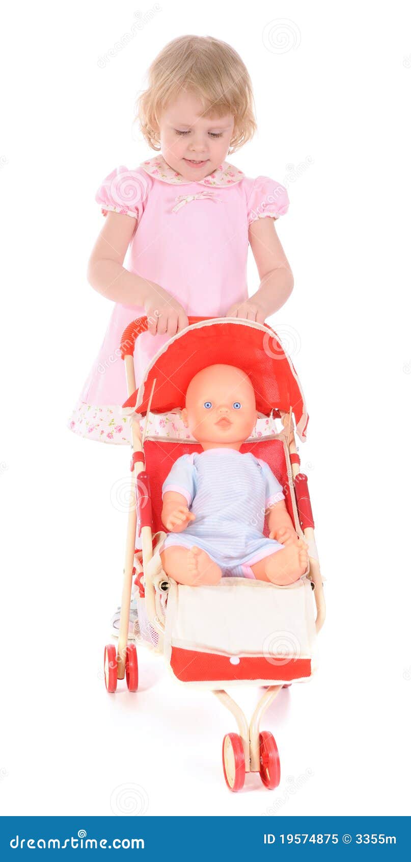 Little girl and buggy. stock image. Image of person, white - 19574875
