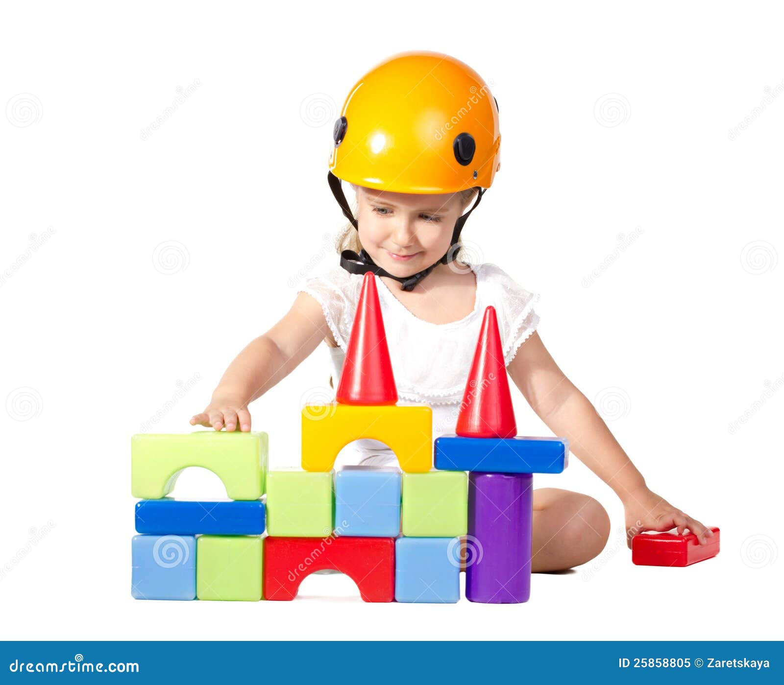 Little Girl Building a House Stock Image - Image of alone, girl: 25858805