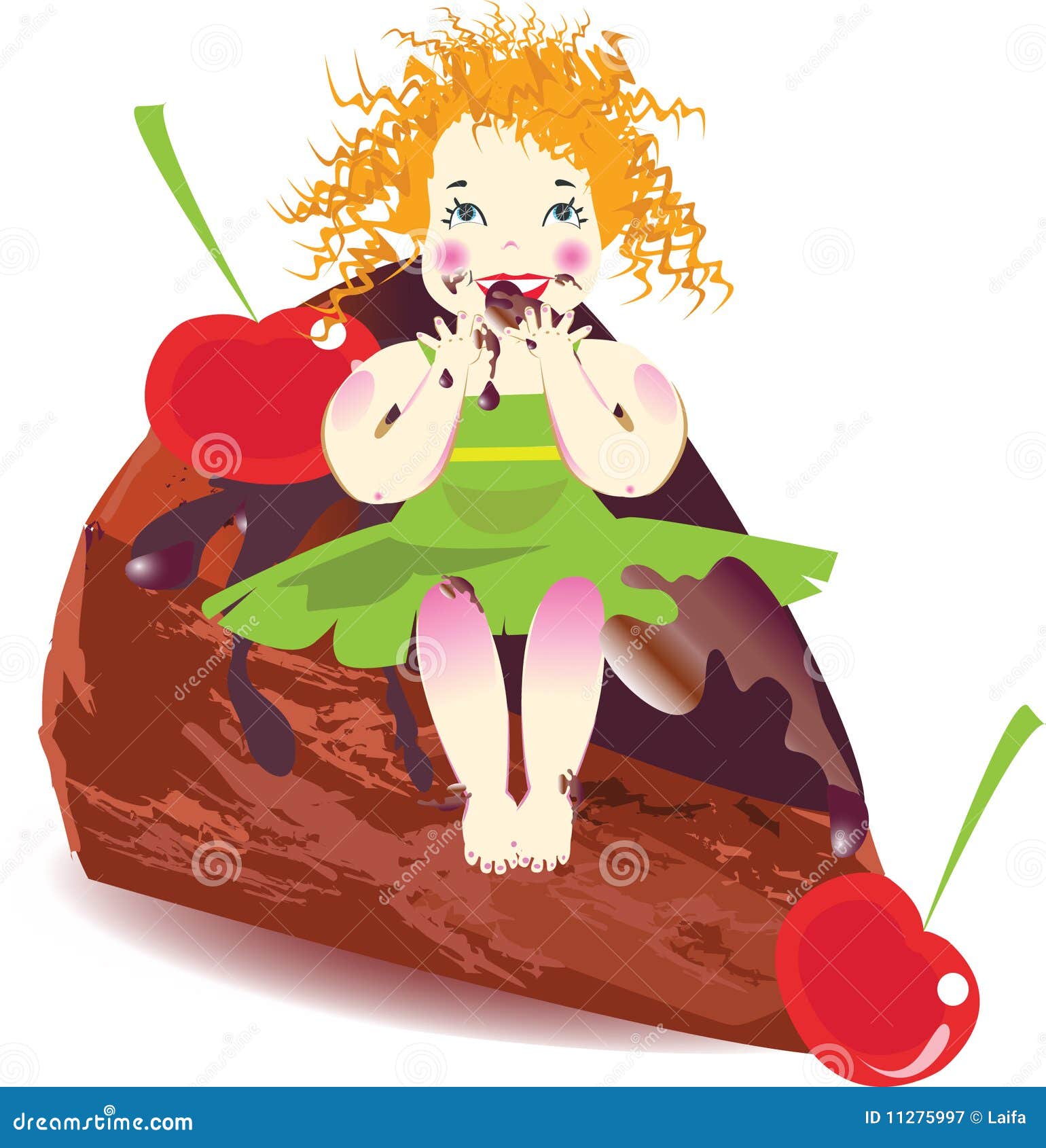 Glutton Girl In A Chair. Fat Woman Eat Pizza. Vector Illustration ...