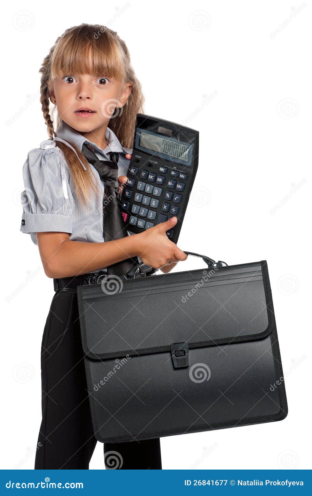 Little Girl with Calculator Stock Image - Image of back, female: 26841677