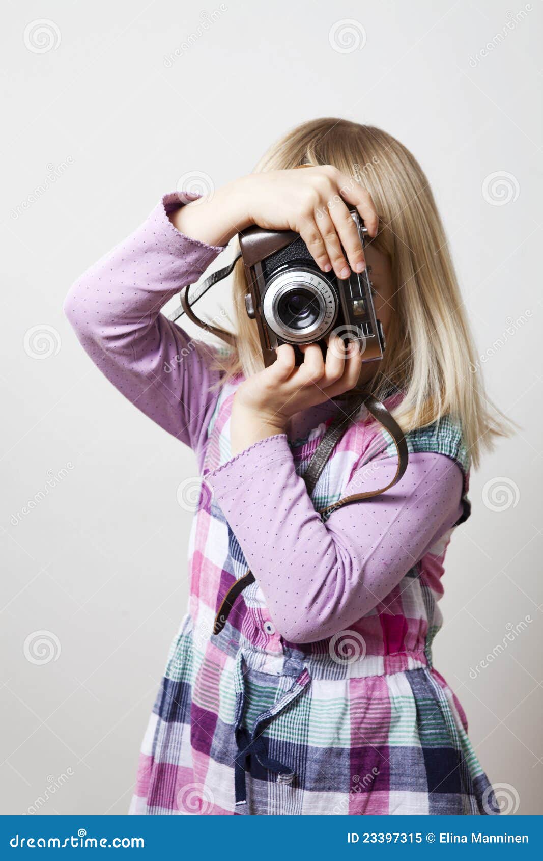 Little girl with camera stock image. Image of studio - 23397315