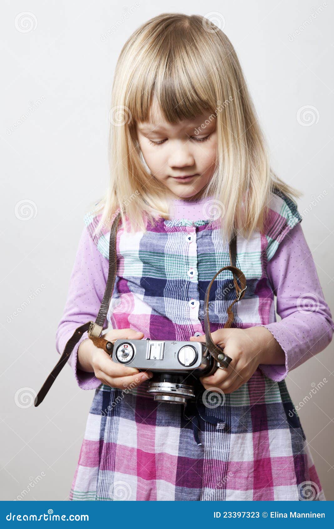 Little girl with camera stock image. Image of human, technology - 23397323