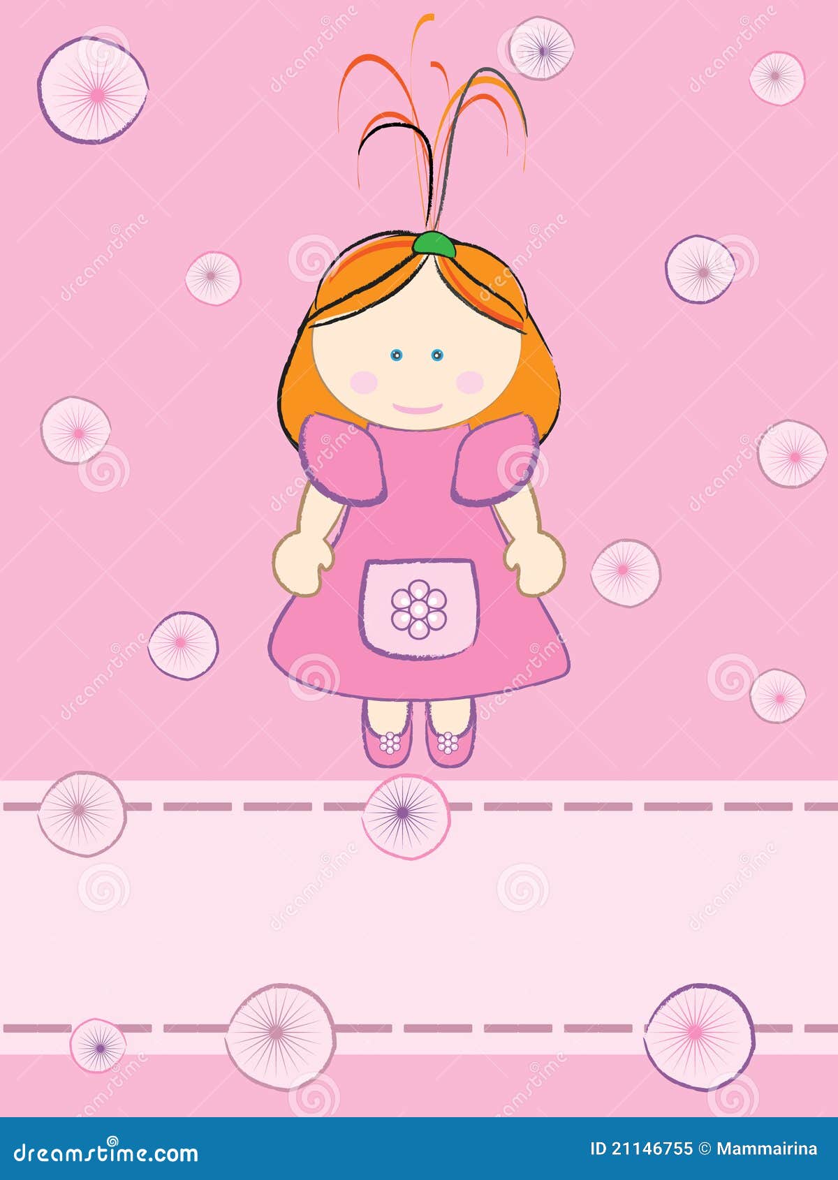 Little girl card stock vector. Illustration of arts, child - 21146755