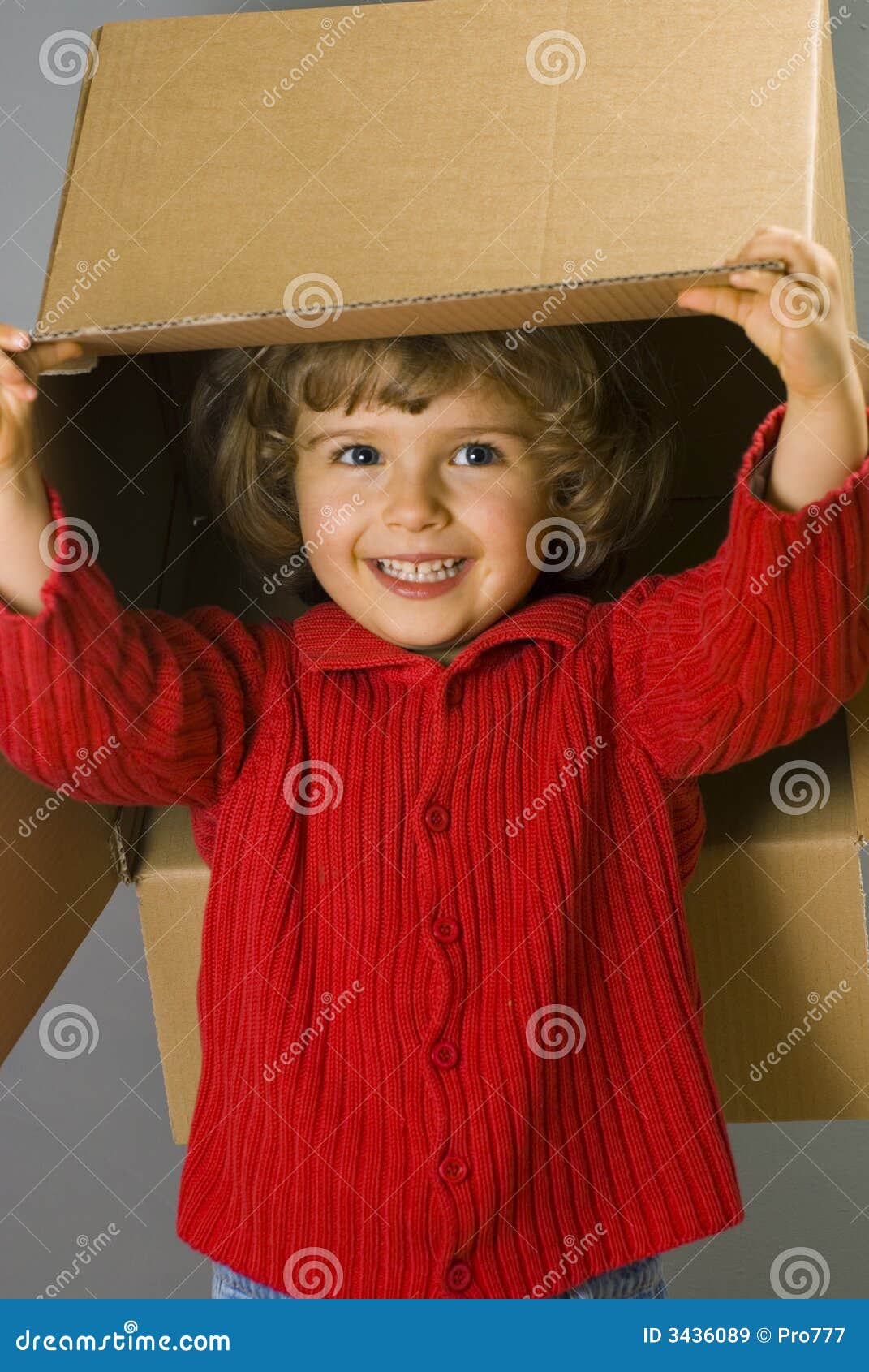 Little Girl with Cardboard Box Stock Image - Image of beautiful, kids ...