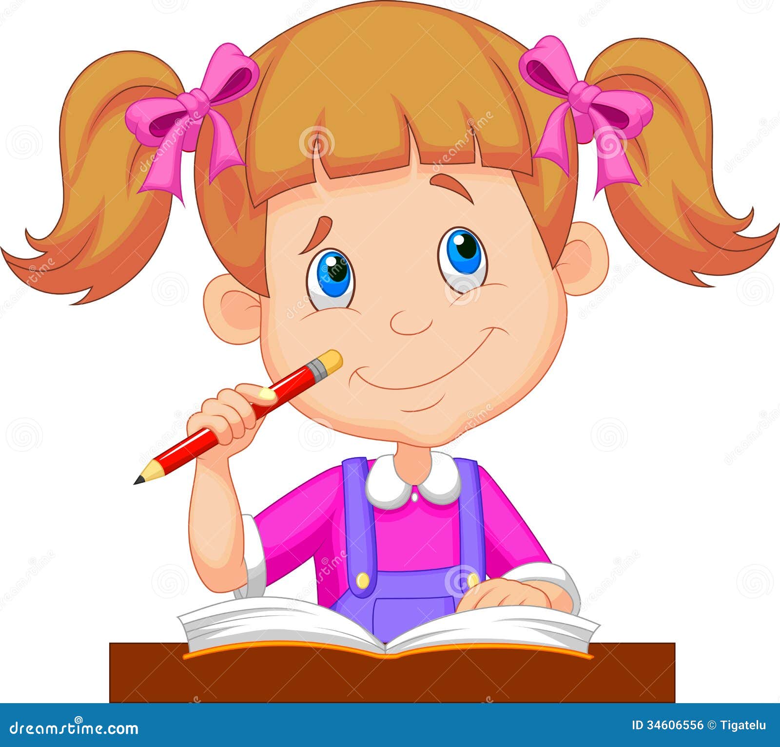 Little Girl Cartoon Studying Stock Vector - Illustration of eyebrow ... Little Girl Cartoon Studying Stock Vector - Illustration of eyebrow ...