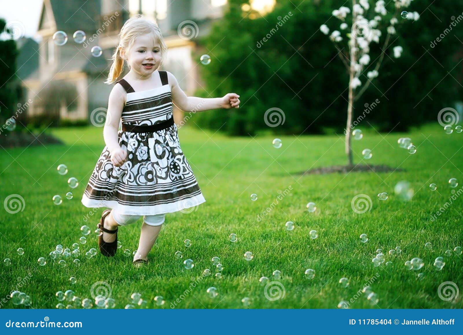 Little Girl Chasing Bubbles Stock Photo - Image of bliss, little: 11785404