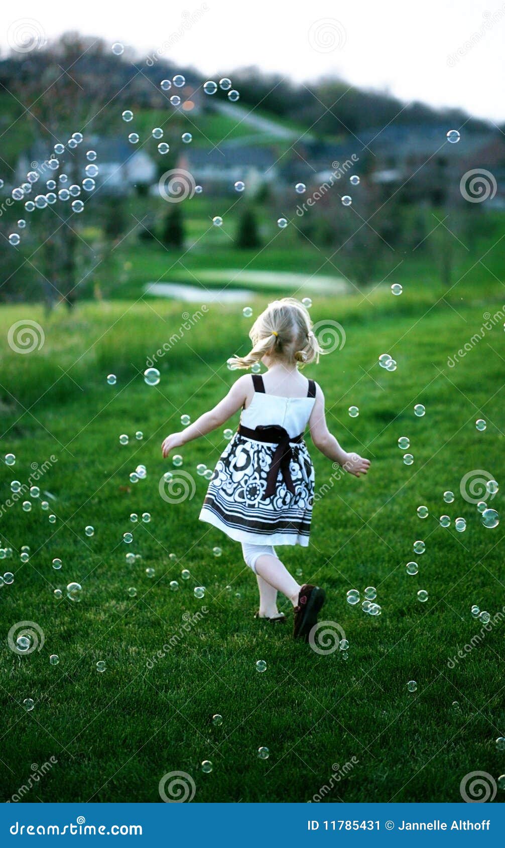 Little Girl Chasing Bubbles Stock Image - Image of happy, bliss: 11785431