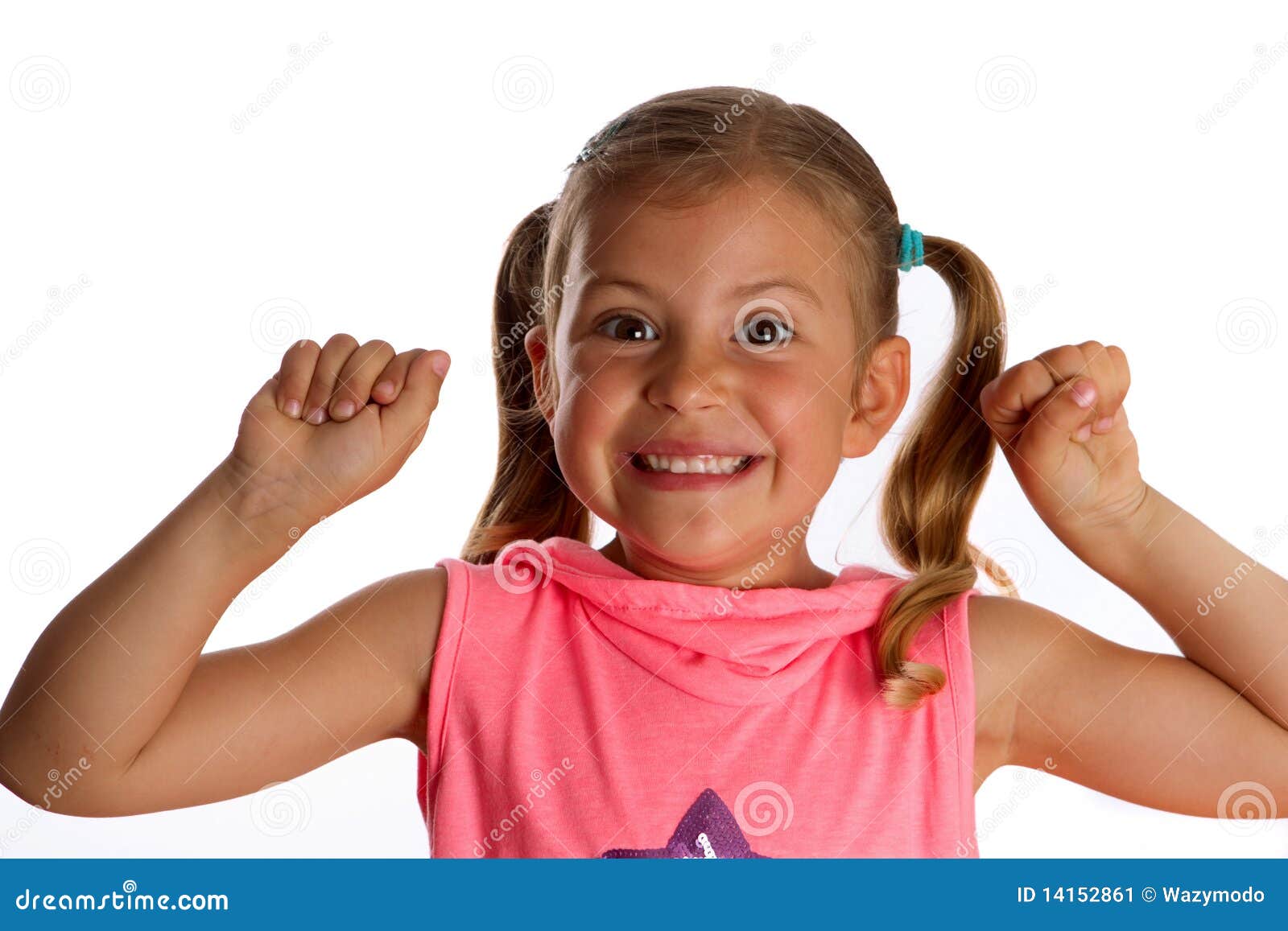 Little Girl Cheering with Delight Stock Image - Image of pretty, happy ...