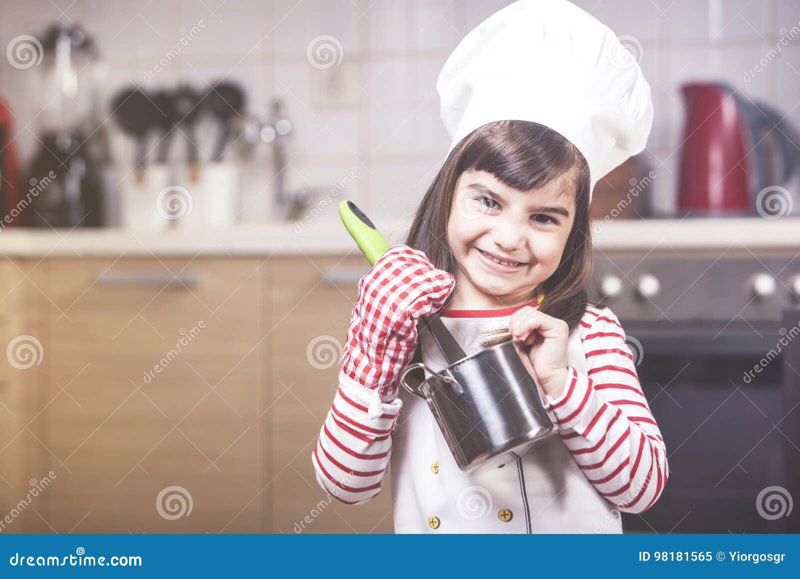 Little Girl Chef in the Kitchen Stock Image - Image of child, chef ...
