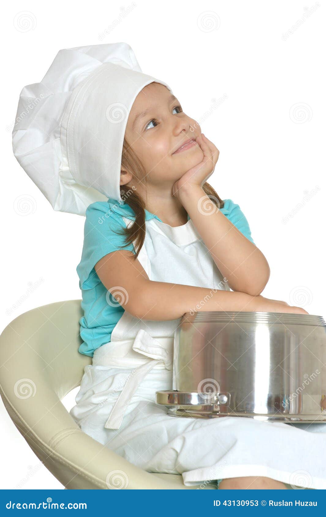 Little Girl in Chef Uniform Stock Image - Image of kitchen, cheerful ...