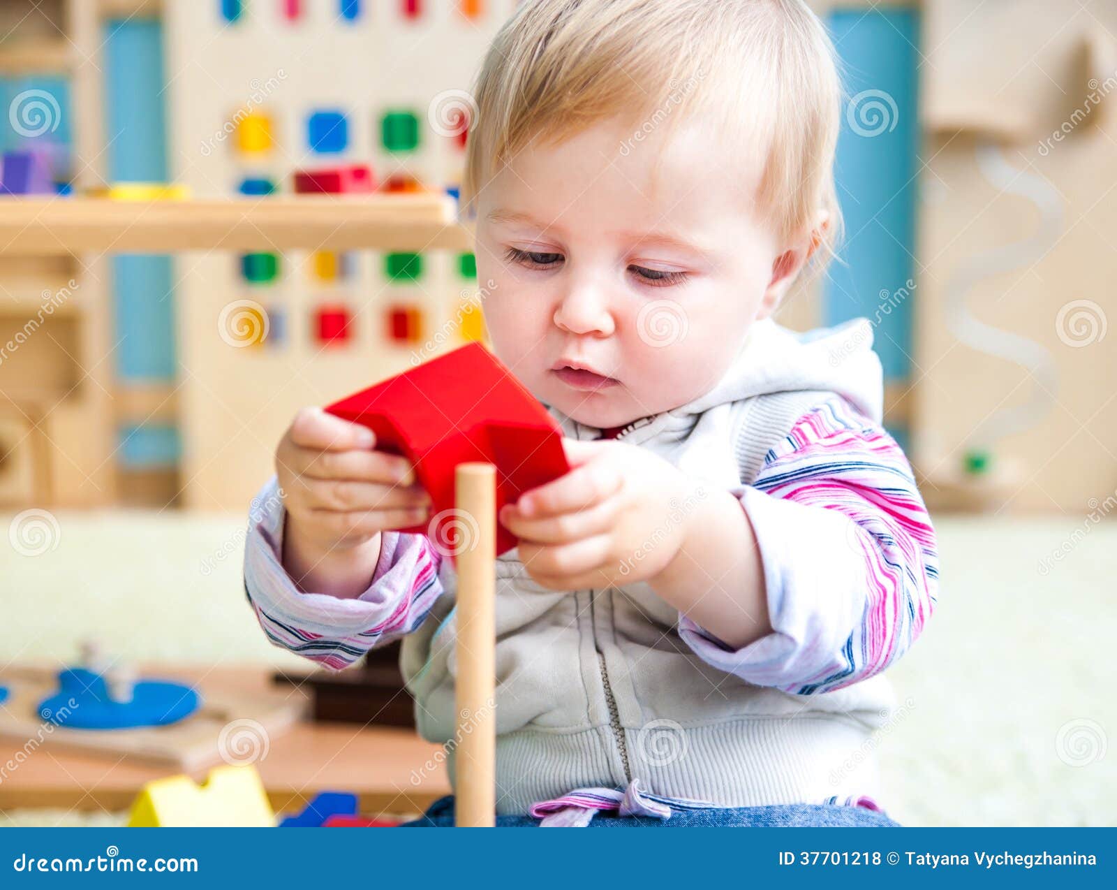 Little Girl in the Classroom Early Development Stock Photo - Image of ...