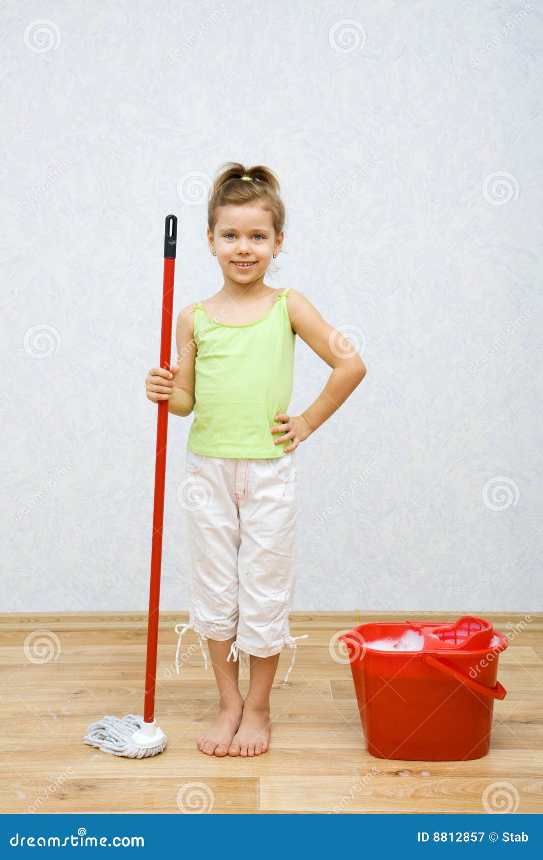Little Girl Cleaning the Floor Stock Image - Image of broom, beautiful ...
