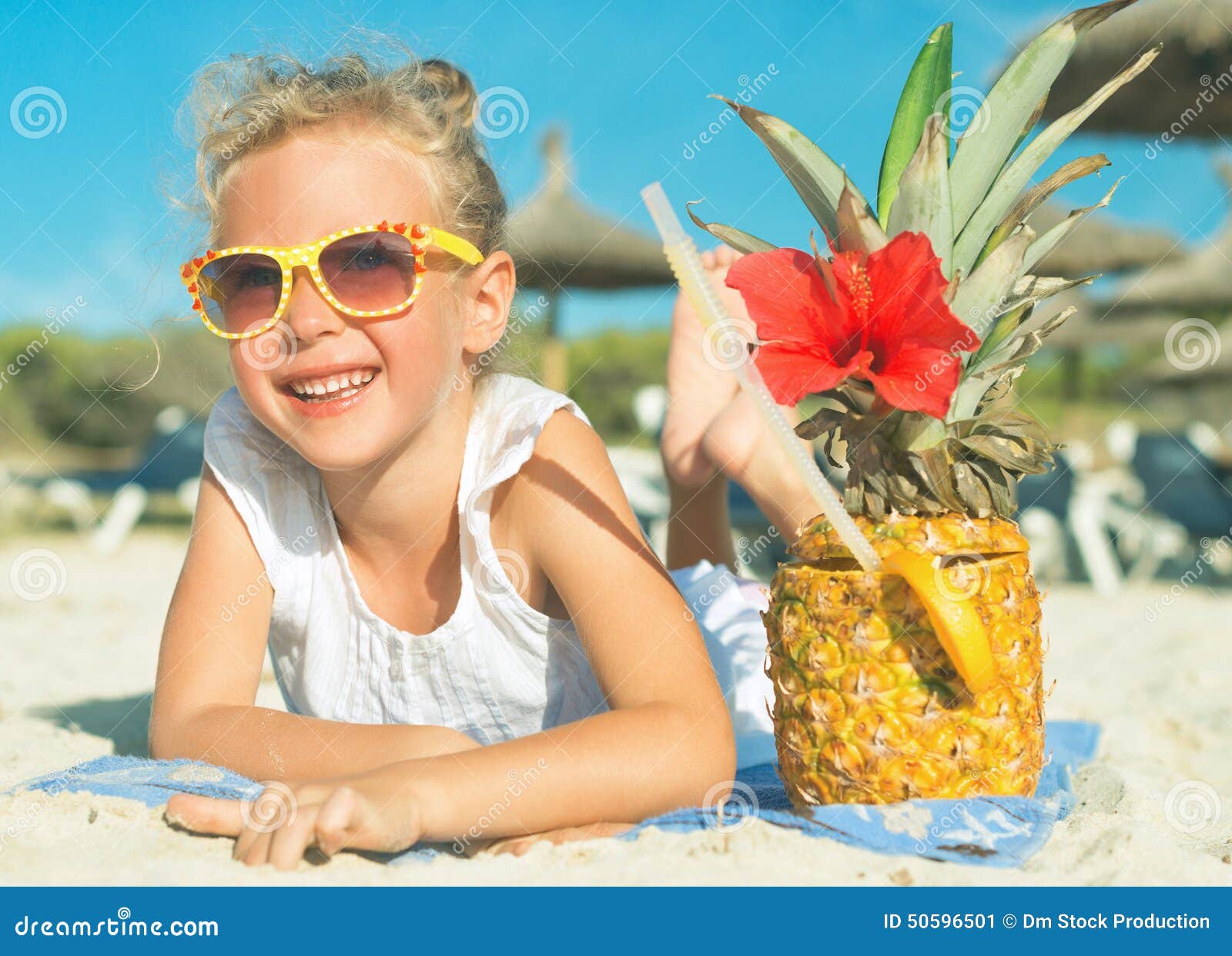 Little girl with cocktail. stock image. Image of beverage - 50596501