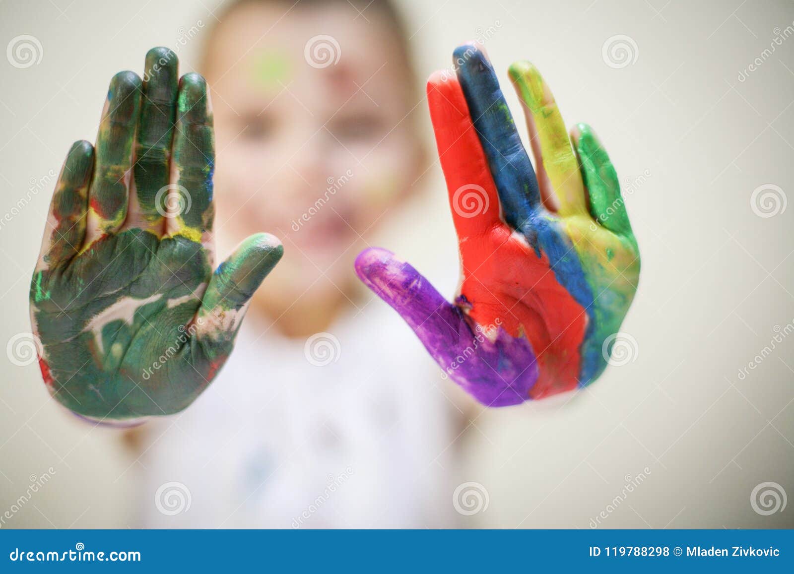 Painted hands. stock photo. Image of caucasian, excitement - 119788298