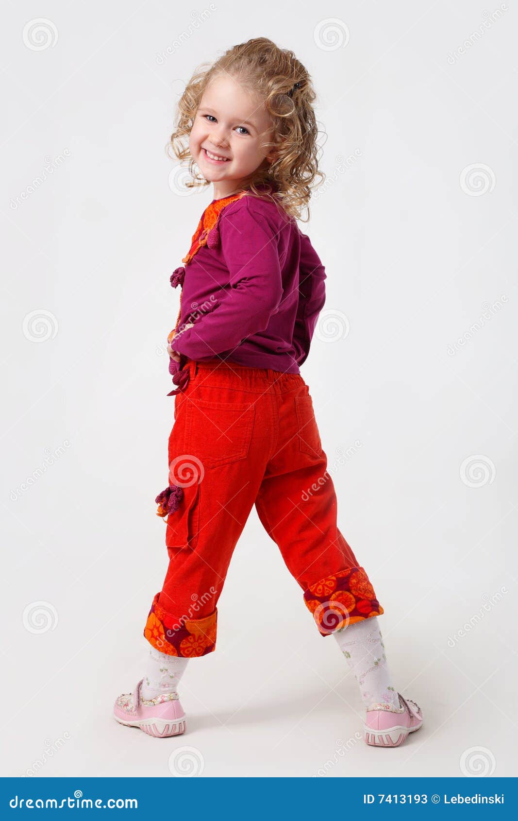 The Little Girl in Colorful Clothes Stock Image - Image of child, hand ...