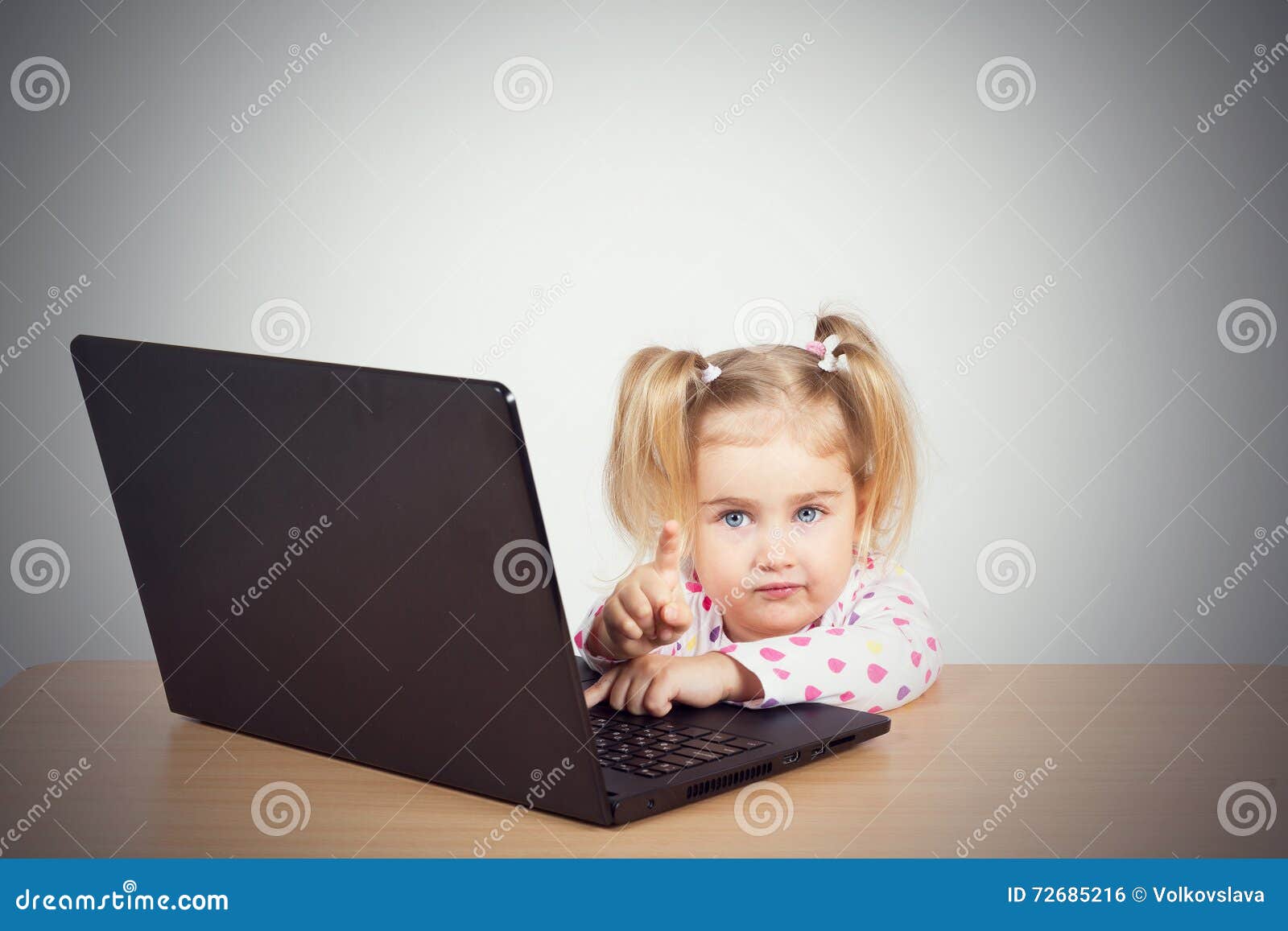Little Girl at the Computer. Stock Photo - Image of lifestyle, cheerful ...