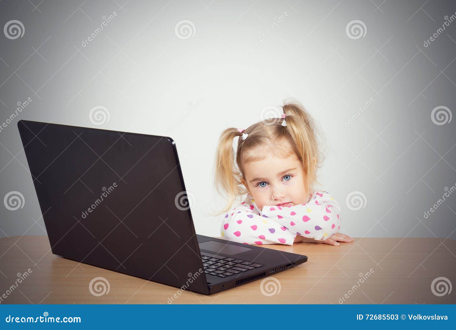 Little Girl at the Computer. Stock Image - Image of person ...