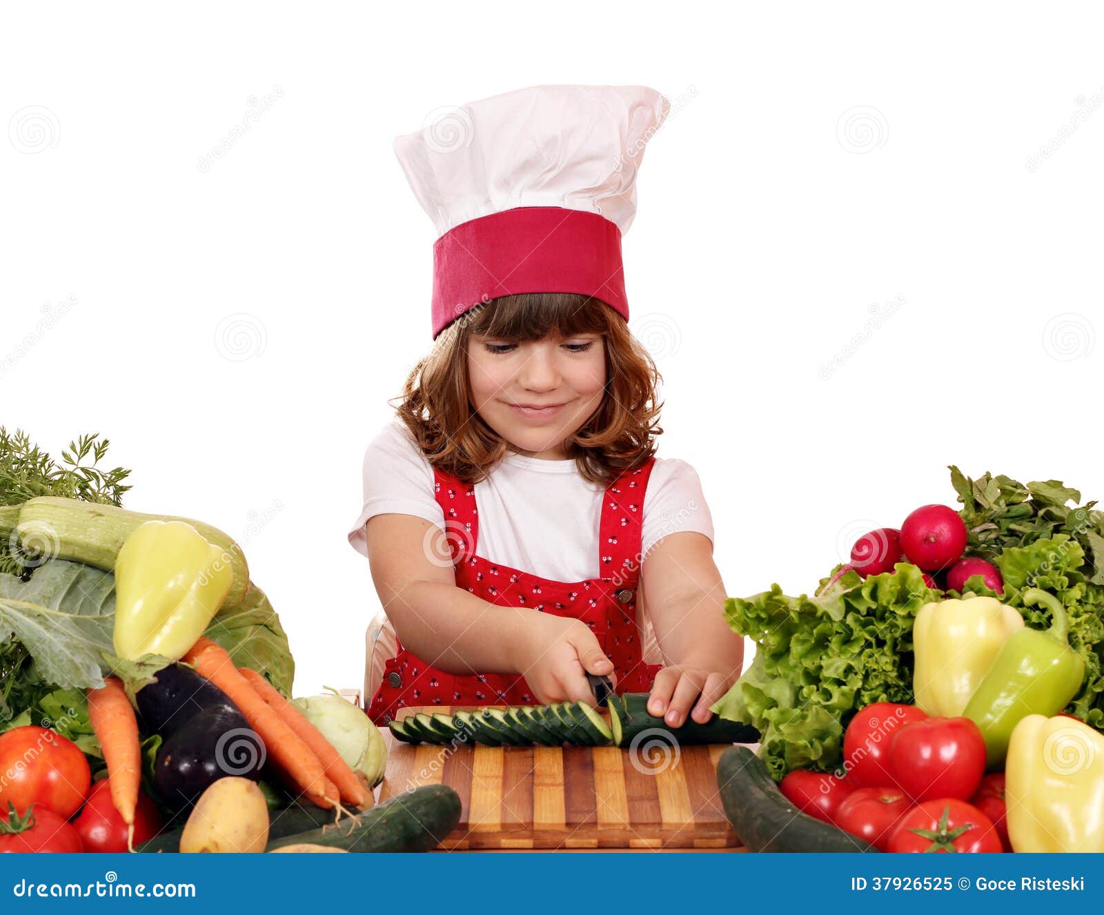Little girl cook stock image. Image of borecole, cucumber - 37926525