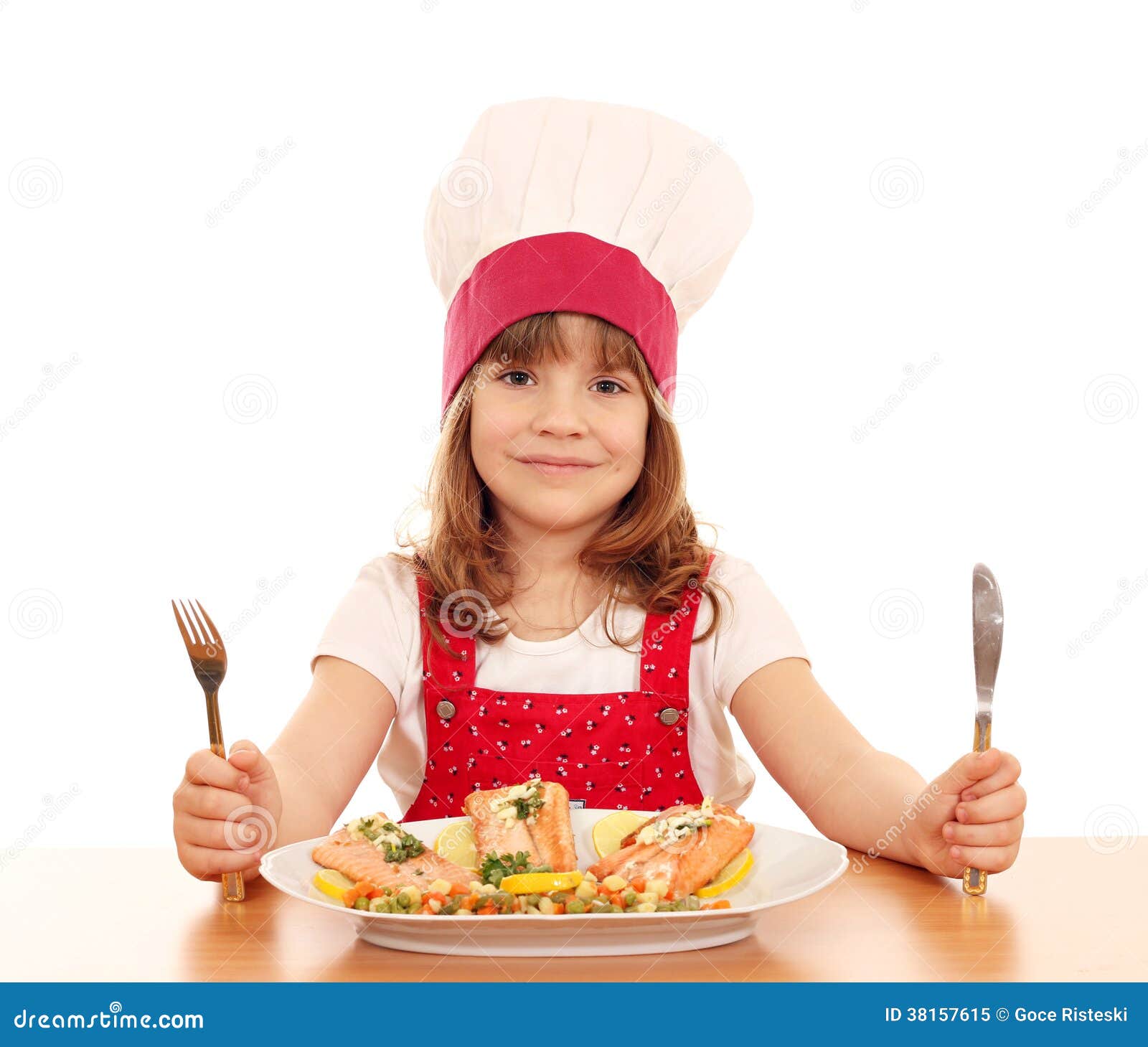 Little girl cook stock image. Image of cook, fork, happy - 38157615