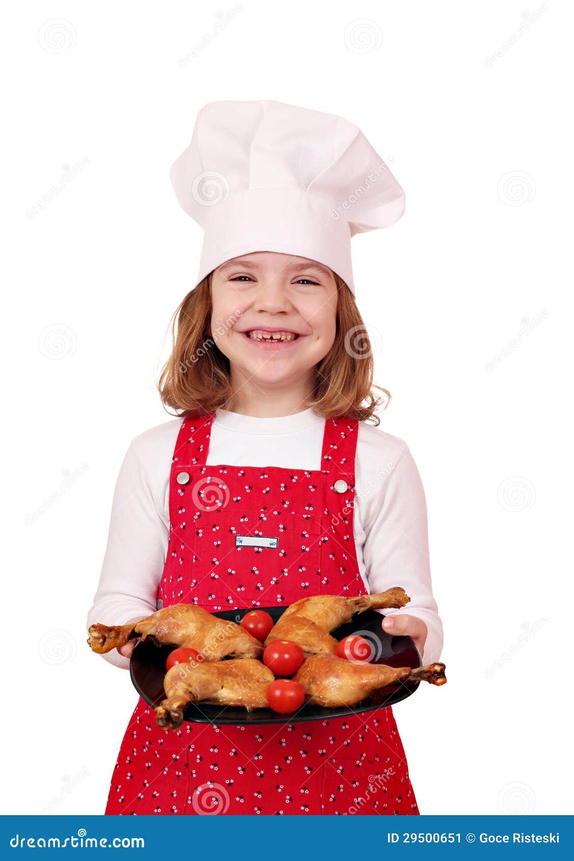 Little Girl Cook with Chicken Drumstick Stock Image - Image of children ...