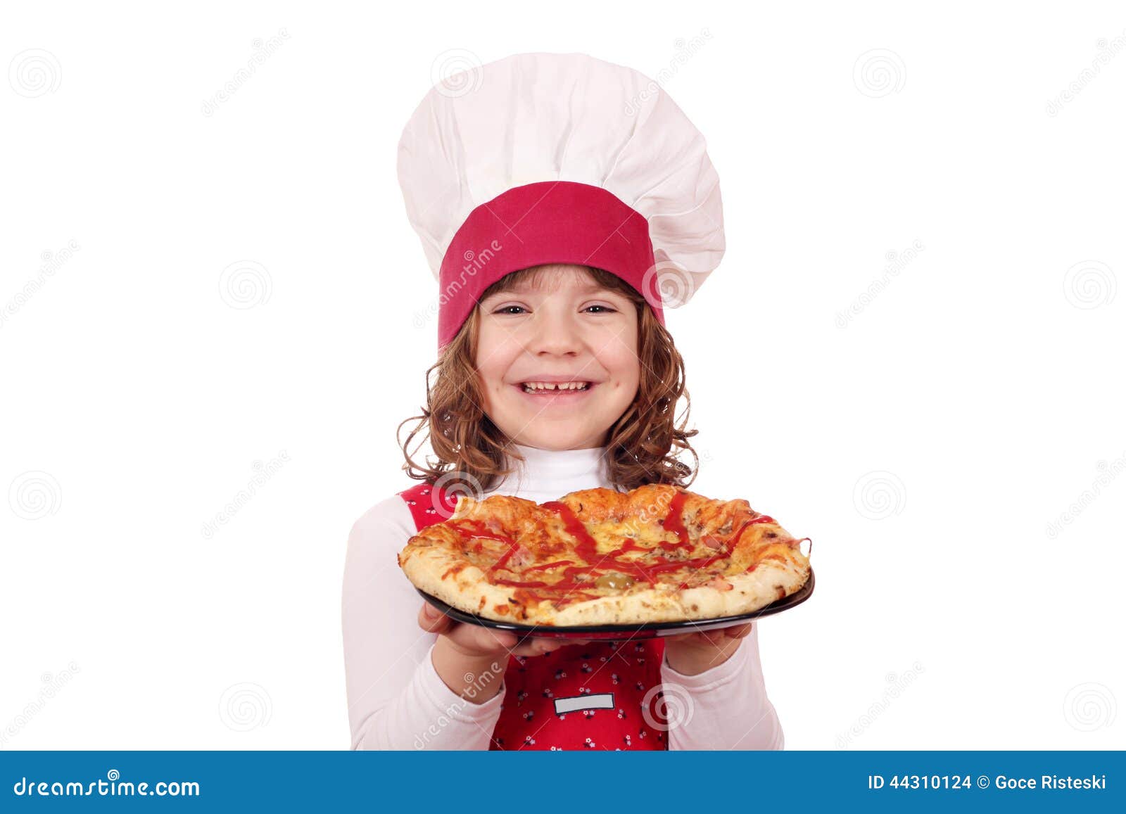 Little Girl Cook with Pizza Stock Photo - Image of cook, beautiful ...