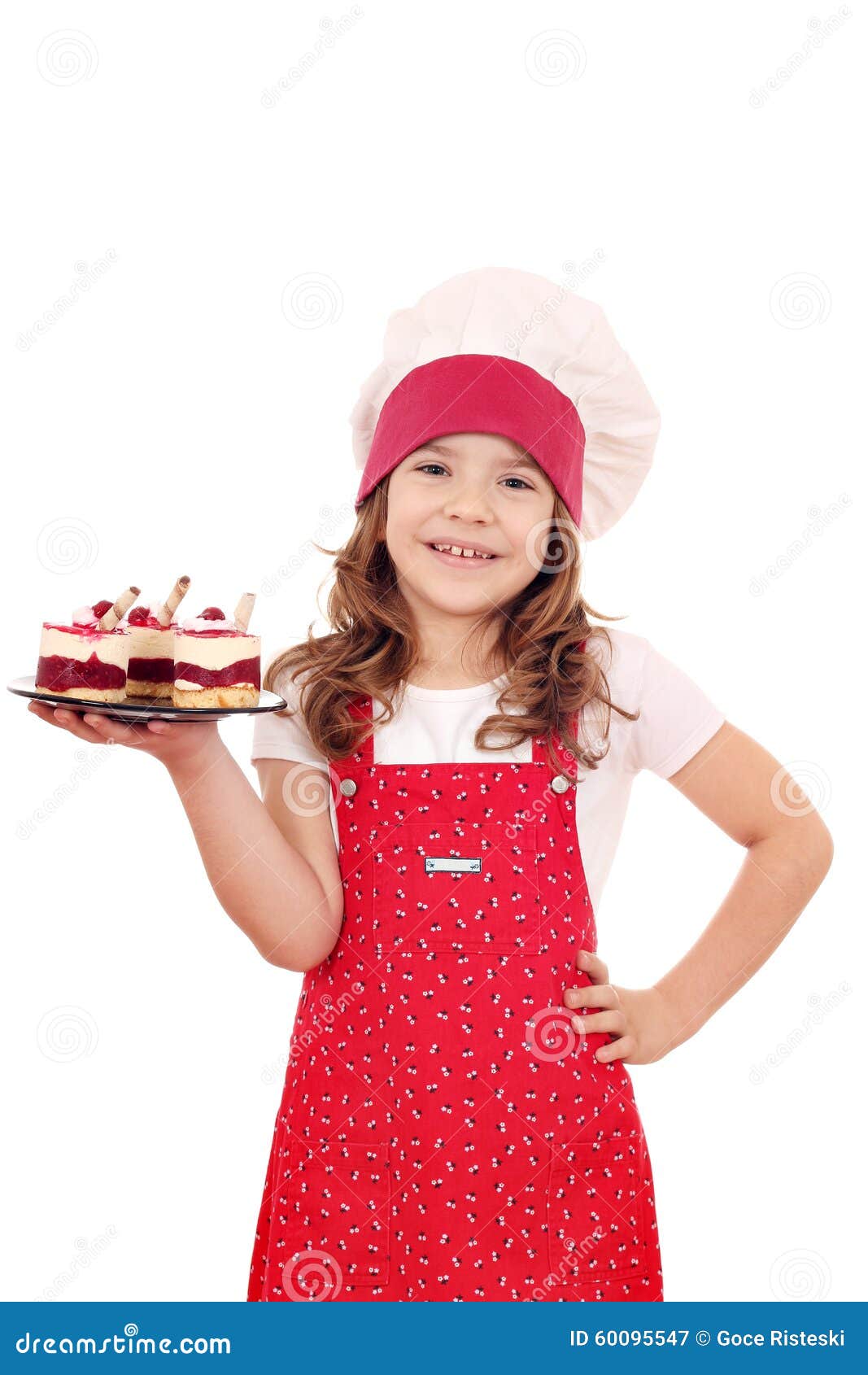 Little Girl Cook with Raspberry Cake on Plate Stock Image - Image of ...