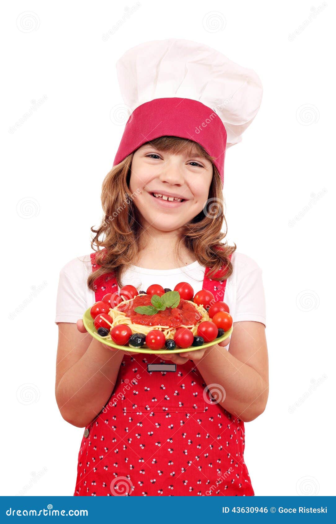 Little Girl Cook with Spaghetti Stock Photo - Image of parmesan, pasta ...