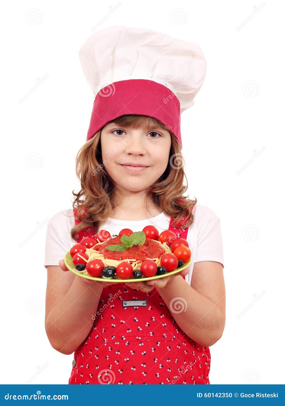 Little Girl Cook with Spaghetti Stock Photo - Image of female, eating ...
