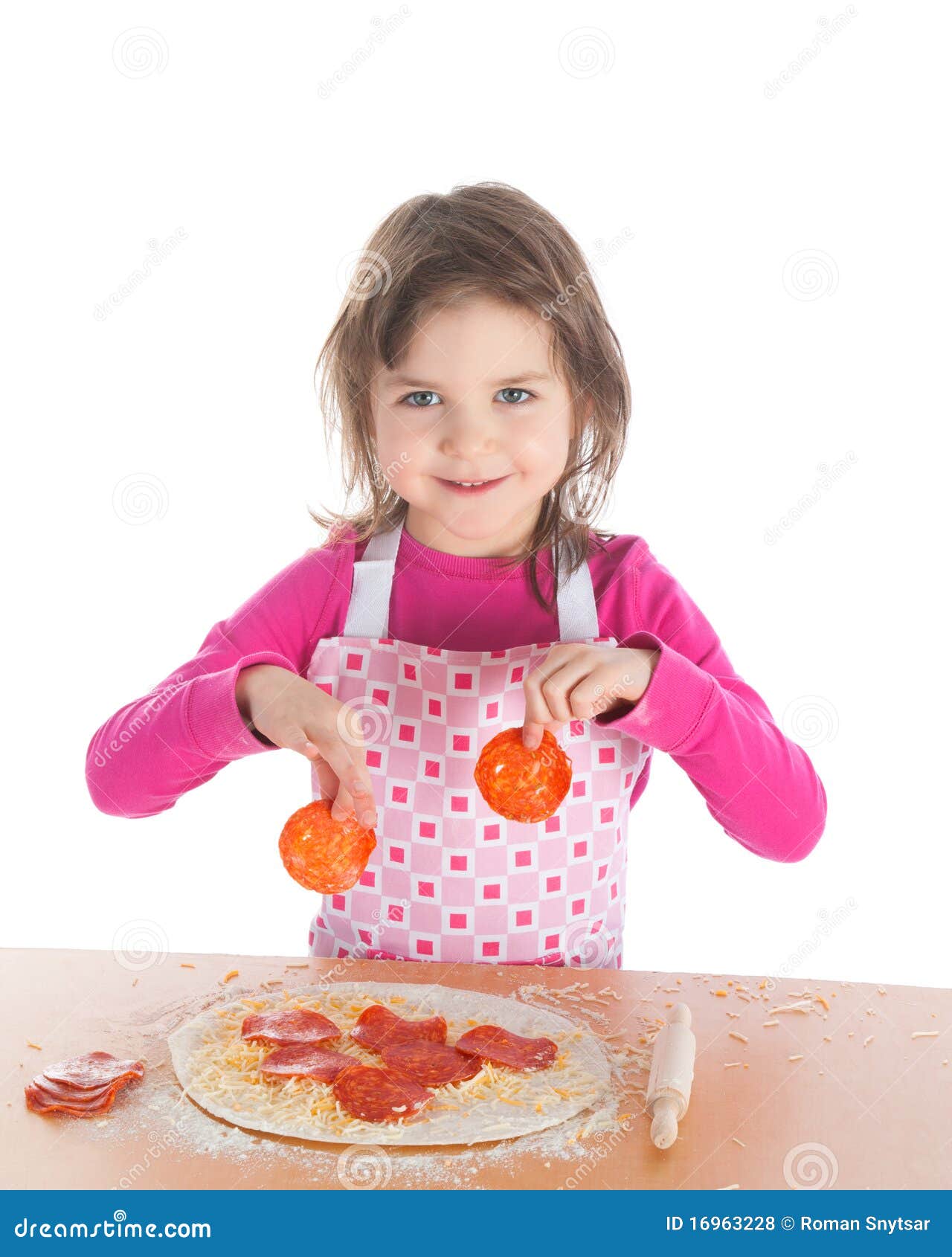 Little girl cooking pizza stock photo. Image of little - 16963228
