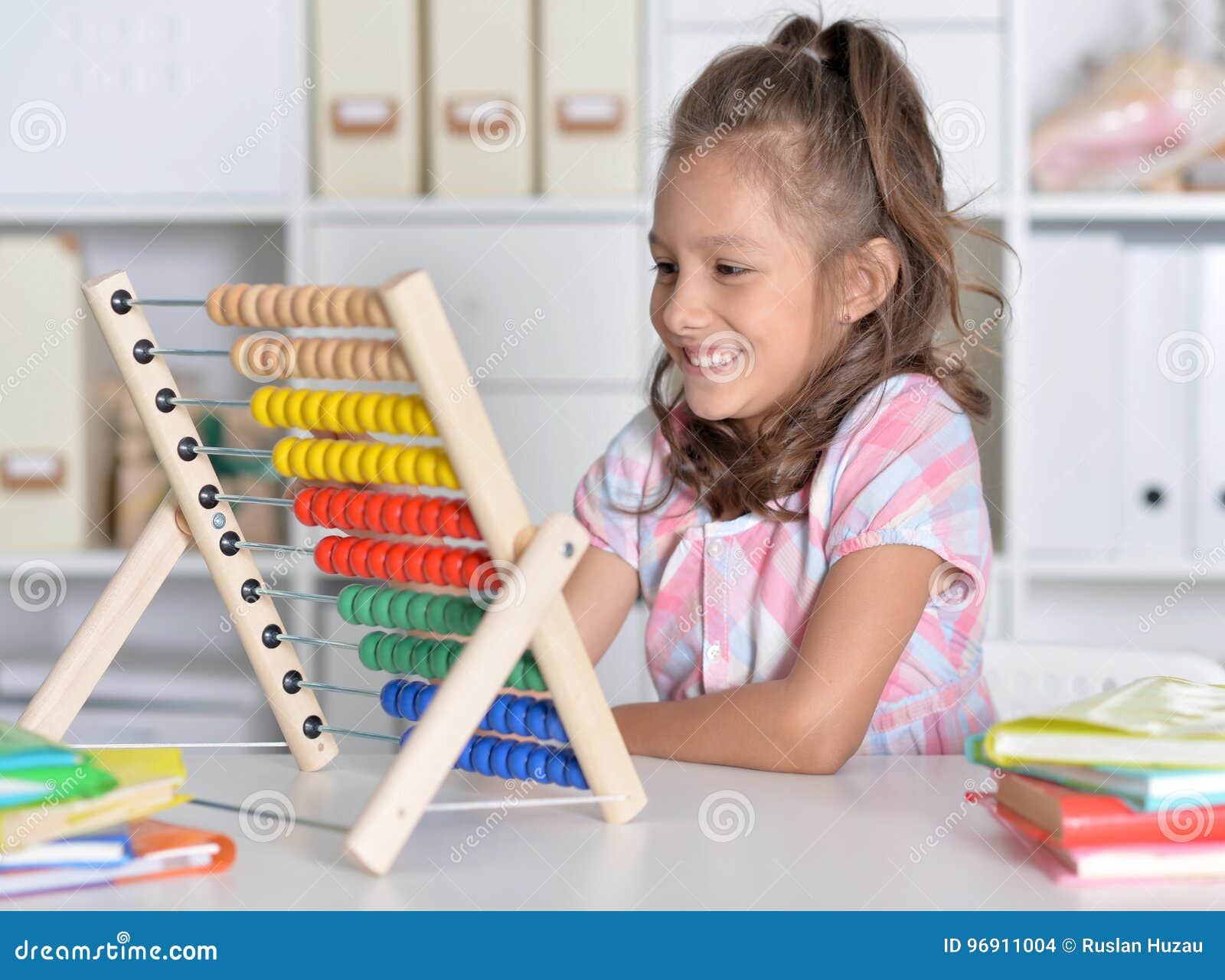Little Girl Counting on Abacus Stock Photo - Image of information, life ...