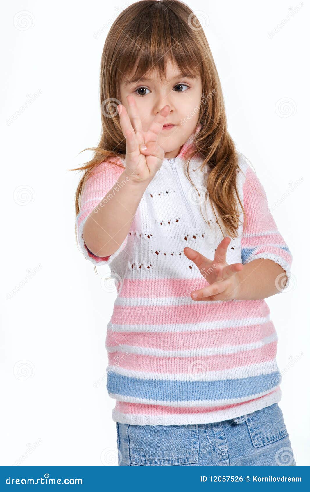 Little Girl Counting Fingers Stock Photo - Image of playful, cute: 12057526