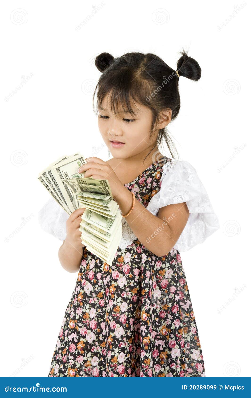 Little girl counting money stock image. Image of cash - 20289099