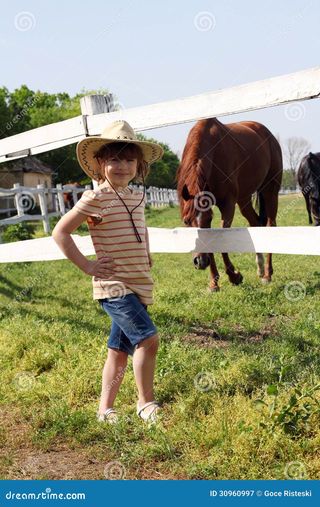 Little Girl with Cowboy Hat Stock Image - Image of childhood, graze ...