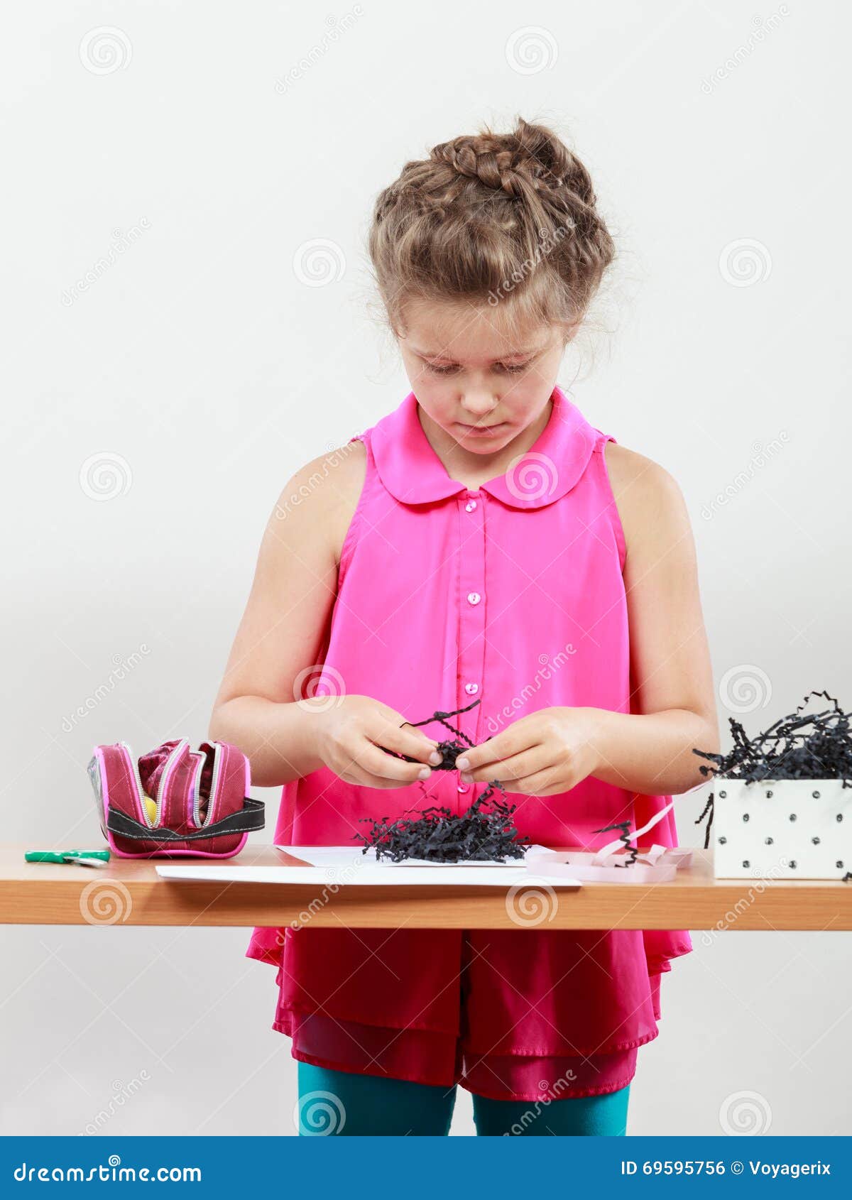 Little girl create work stock photo. Image of child, childhood - 69595756